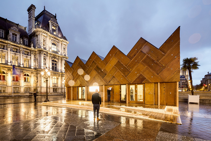 A Wooden Crown Pavilion Made From Construction Waste | Architect Magazine
