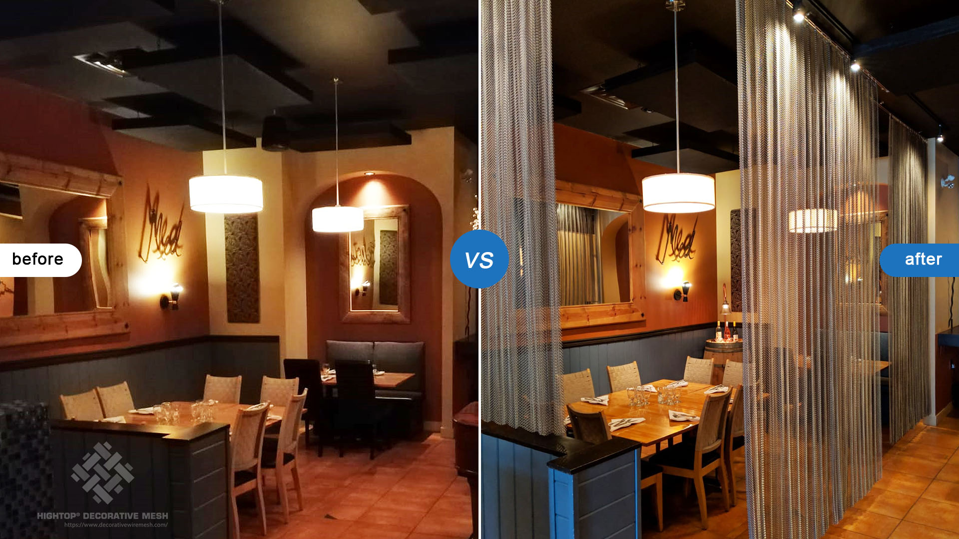 Architectural Metal Coil Drapery for Restaurant Space Divider ...