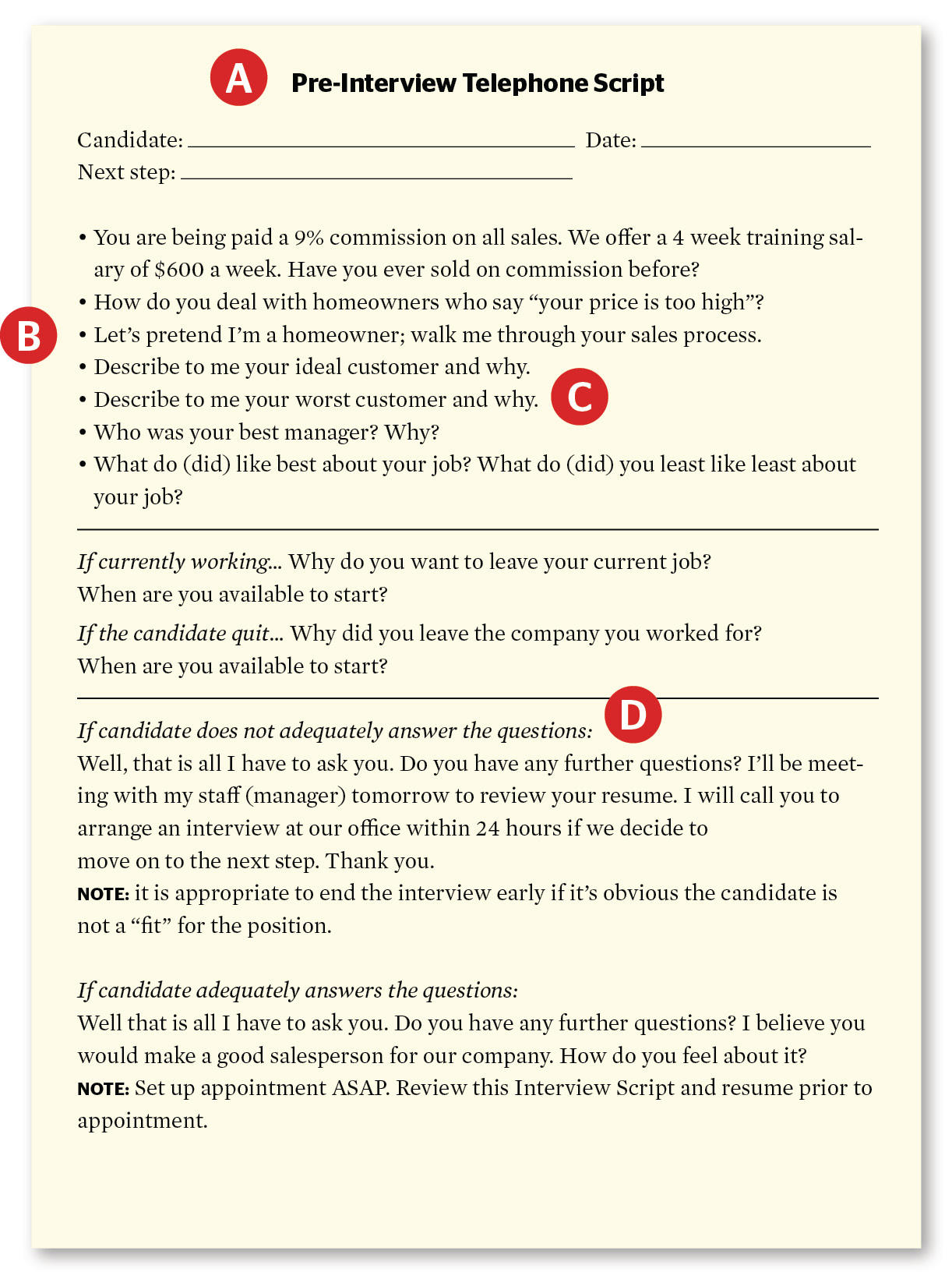 Hiring Pre Interview Telephone Script Helps Sort Through Job 
