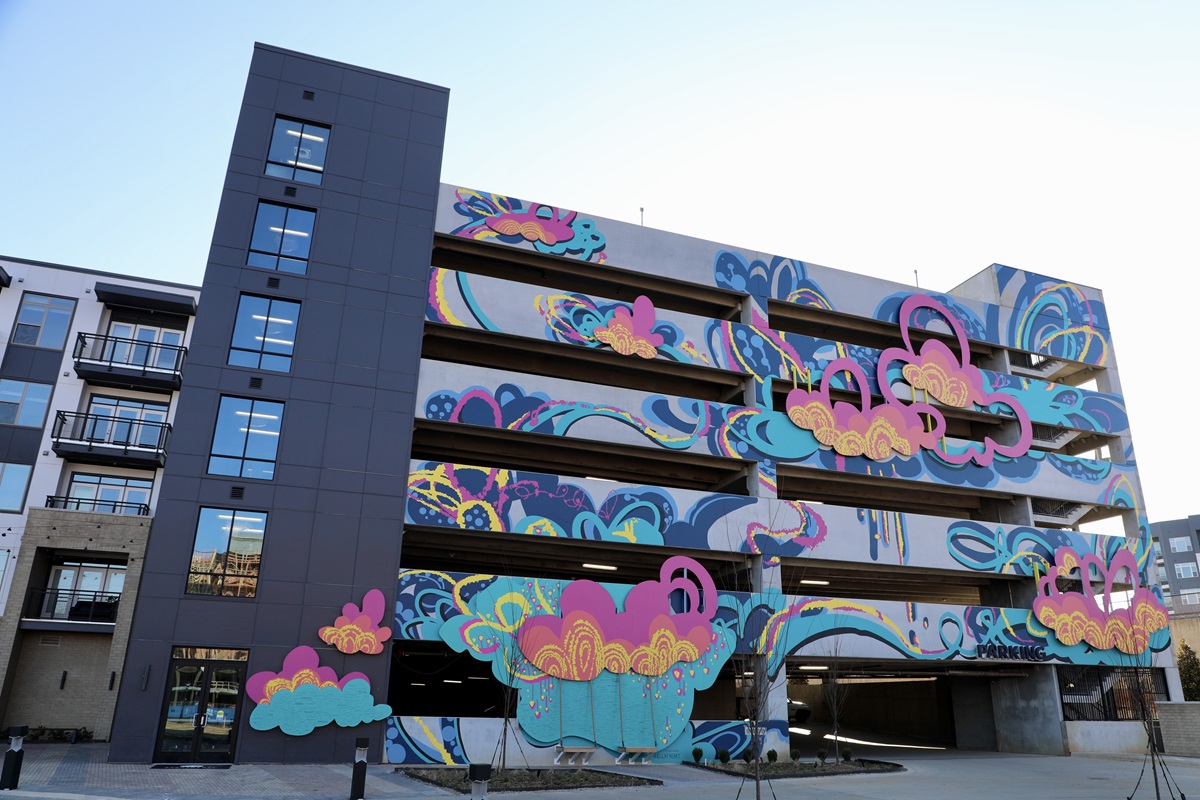 Apartment Parking Garage Mural Incorporates Charlotte Community Wishes ...