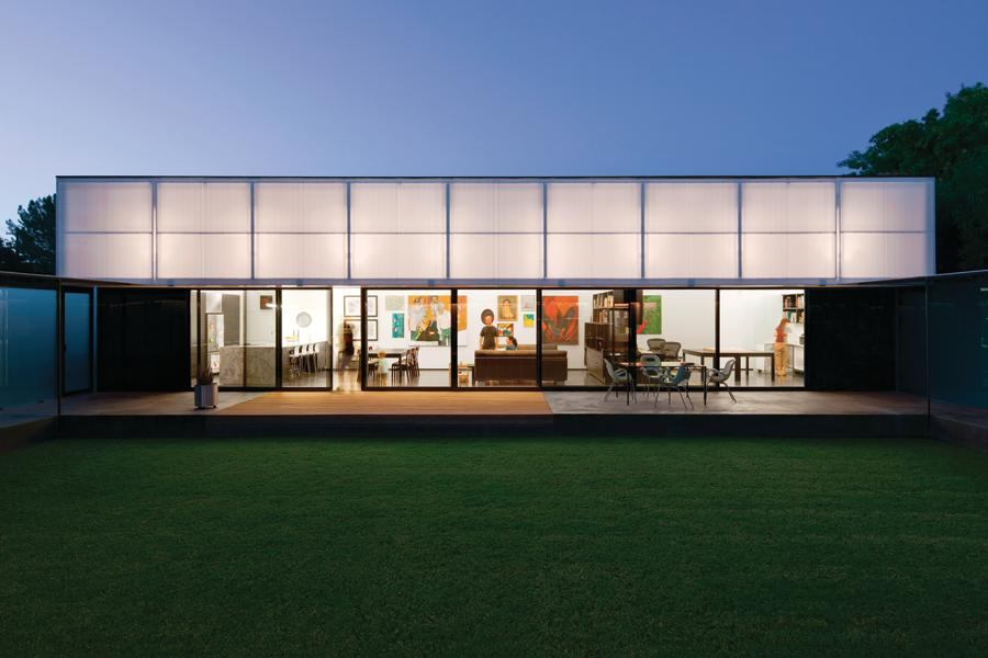 A Building-Length Operable Awning Doubles as a Massive Light Fixture ...