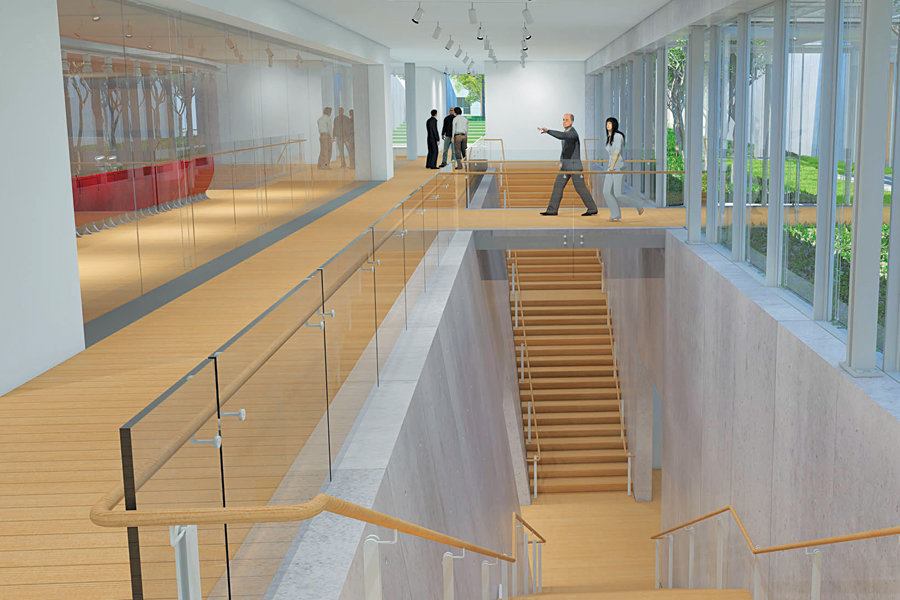 Architectural walls built with concrete highlight the Kimbell Art ...
