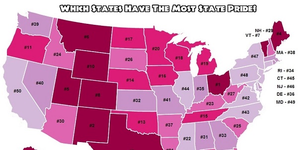 Here's An Awesome Map Of All The States Ranked By Their State Pride ...