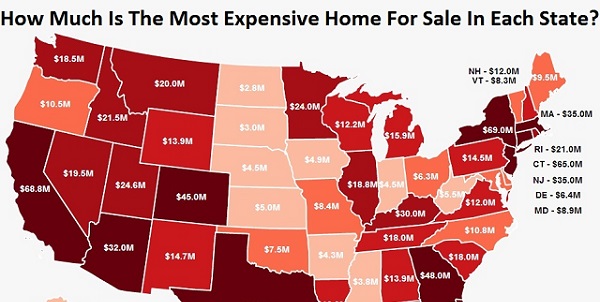 A Map of Each State's Most Expensive House For Sale | Builder Magazine