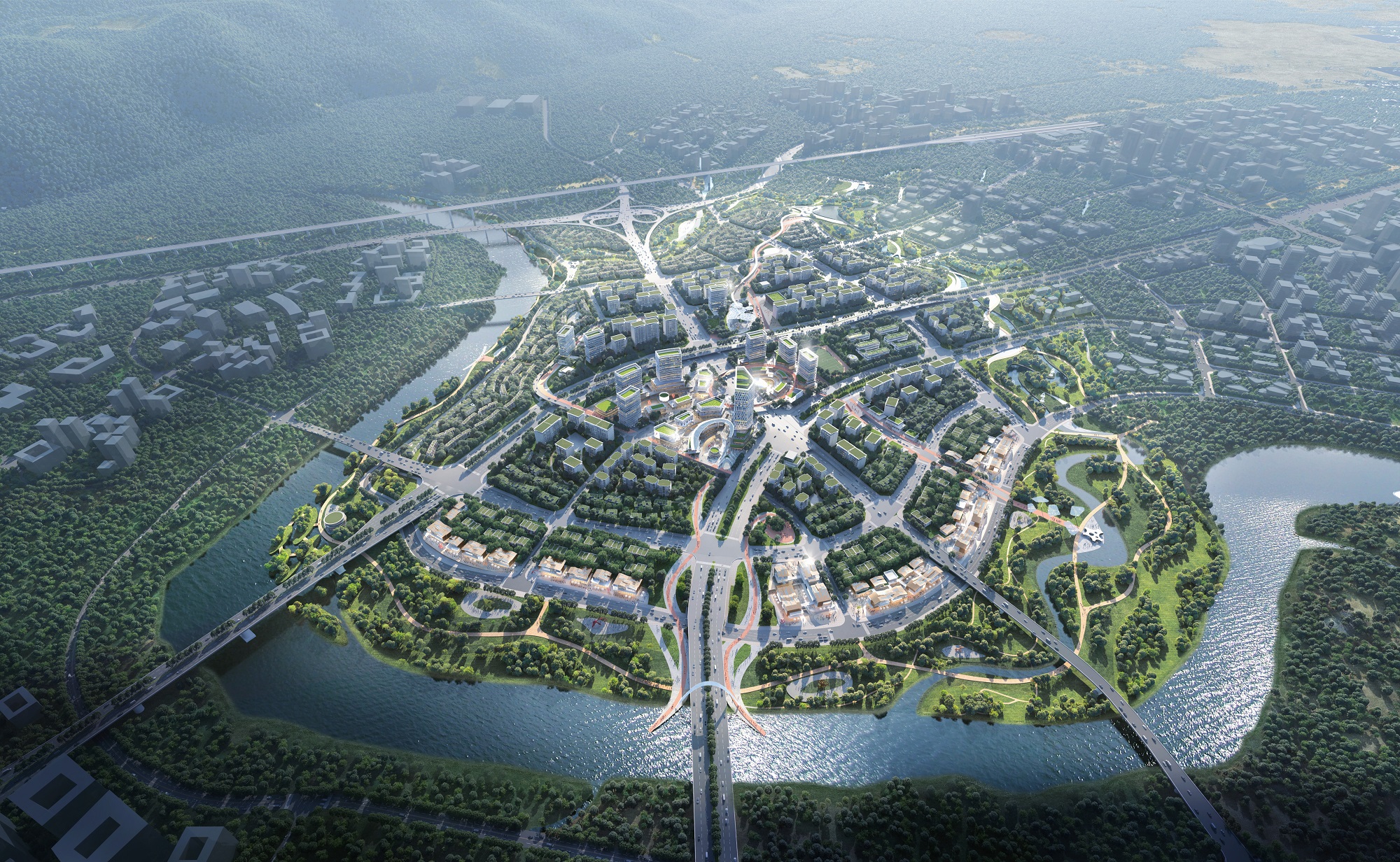 Aedas and Dpall jointly won the urban design of Chongqing Liangjiang ...