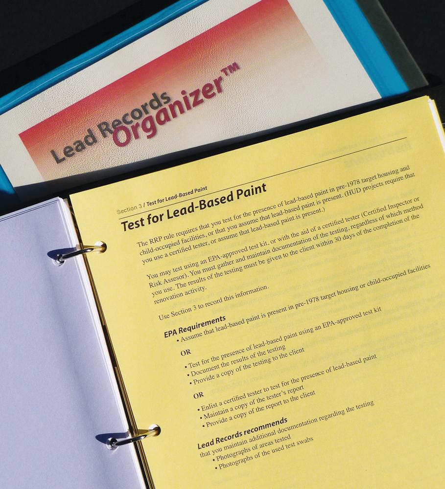 Lead Records RRP Recordkeeping Organizer | Remodeling