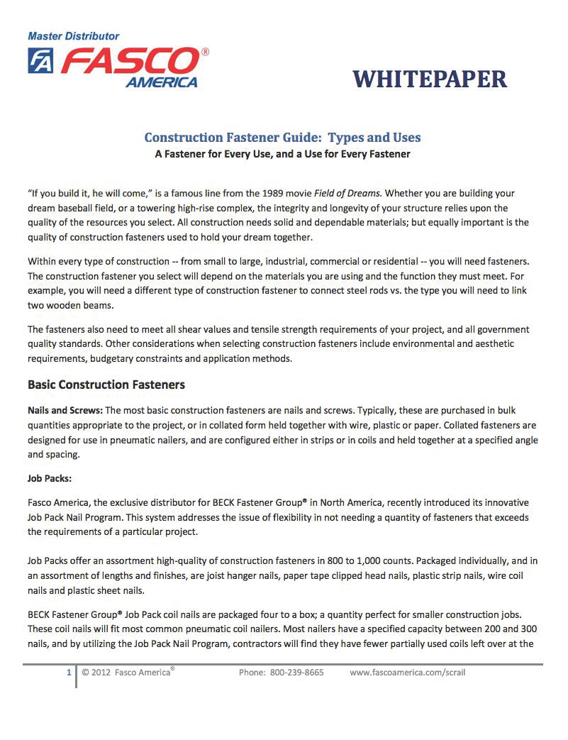 Construction Fastener Guide: Types and Uses A Fastener for Every Use ...